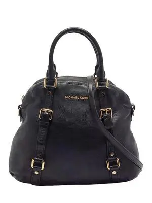 Michael Kors Bedford Belted Leather Satchel Bag - Black