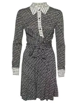 Diane Von Furstenberg Logo-print Wrap Midi Dress - Black