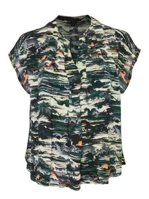LOUIS VUITTON Printed V-neck Blouse - Black