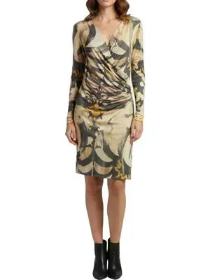 Emilio Pucci Abstract Print Silk Midi Dress - Neutrals