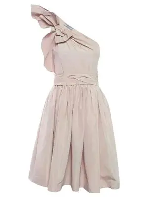 Prada One-shoulder Bow Detail Mini Dress - Pink