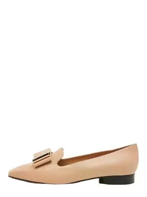 FERRAGAMO Leda Bow Detail Loafers - Neutrals