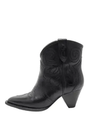 ISABEL MARANT VINTAGE Dewina Leather Ankle Boots - Black