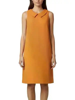 Moschino Crepe Peter Pan Collar Midi Dress - Orange