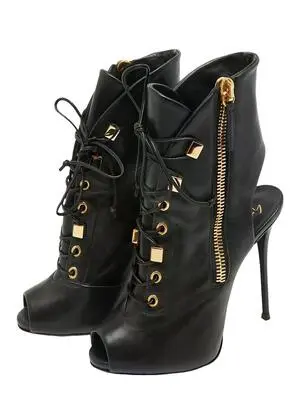 GIUSEPPE ZANOTTI Cut-out Lace-up Stiletto Ankle Boots - Black