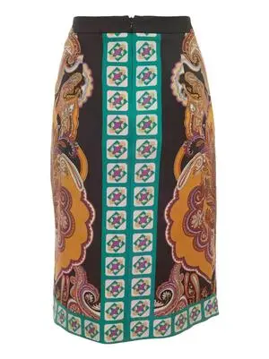 Etro Paisley Pattern Midi Skirt - Black