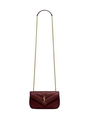 Saint Laurent Chevron Quilted Lambskin Shoulder Bag - Red