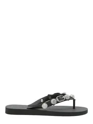 Balenciaga Embellished T-bar Flip-flops - Black