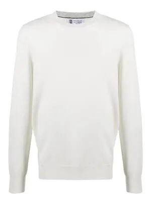 Brunello Cucinelli Cashmere Crew Neck Jumper - White