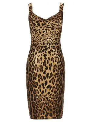 Dolce & Gabbana Leopardo Print Corset Dress - Multicolor