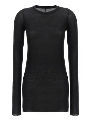 Rick Owens Ribbed Viscose And Silk Blend Long Sleeve T-shirt - Black