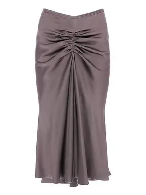 Victoria Beckham Bela Ruched Midi Skirt - Ore