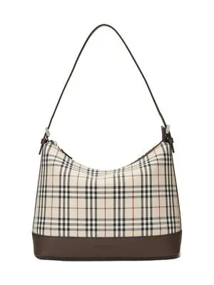 Burberry Check Jacquard Canvas Hobo - Brown
