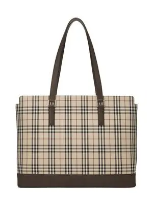 Burberry Check Jacquard Canvas Zip Tote - Beige