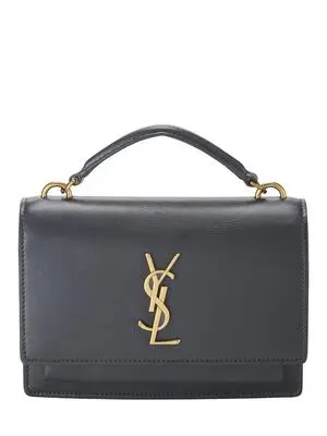 Saint Laurent Calfskin Sunset Wallet On Chain - Grey