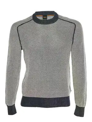 BOSS Two-tone Knit Crew Neck Sweater - Grey