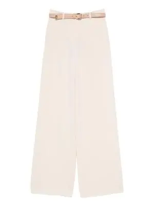 Max Mara Belted Straight Leg Trousers - Cream