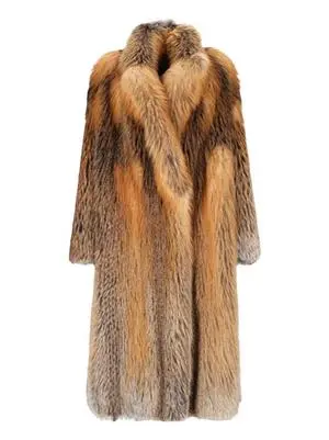 BLANCHA Long-sleeved Fur Coat - Brown