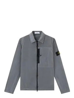 Stone Island Regular-fit Zip-up Overshirt With Chest Pocket - Ashes