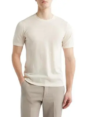 JACK VICTOR Wellington Cotton & Silk Crewneck T-shirt - Ecru