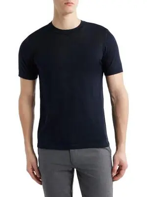 JACK VICTOR Wellington Cotton & Silk Crewneck T-shirt - Midnight