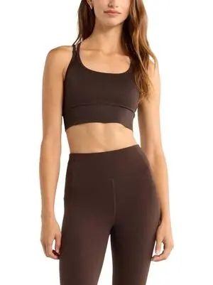 Zella Seamless Strappy Sports Bra - Brown Mole