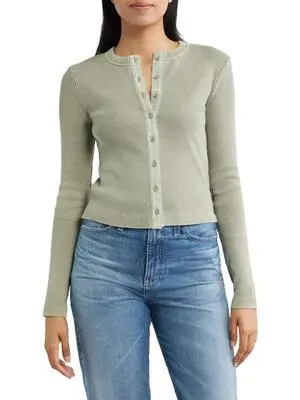BROOKLYN INDUSTRIES Brooklyn Industries Rib Knit Cotton Button-Up Top