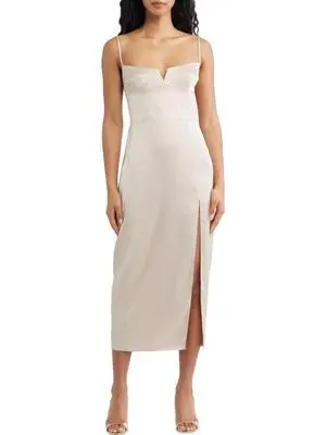 Amanda Uprichard Lyra Bustier Bodice Satin Pencil Dress - Farro
