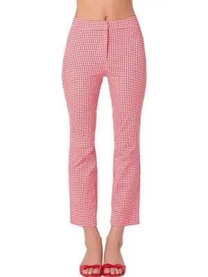 Astr The Label Alma Stretch Cotton Gingham Crop Pants - Red Gingham