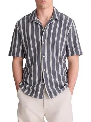 Madewell Seaport Terry Camp Shirt - Stripe Heirloom Blue