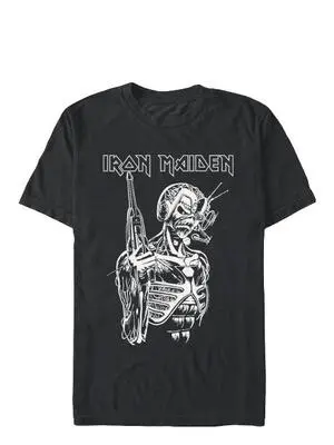 IRON MAIDEN Monochrome Somewhere In Time Graphic T-shirt - Black