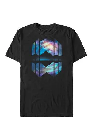 LOST GODS Geometric Northern Lights Reflection Graphic T-shirt - Black