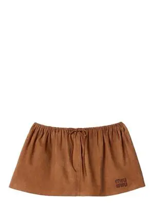 Miu Miu Waxed Suede Mini Skirt - Cinnamon