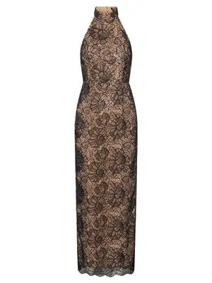 ROTATE BY BIRGER CHRISTENSEN Lace Halterneck Evening Dress - Black