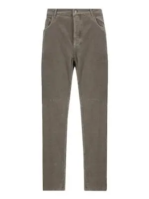 Brunello Cucinelli Grey Corduroy Straight-leg Trousers - Gray