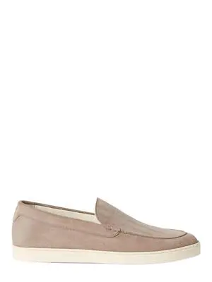 Brunello Cucinelli Suede Chevron Pattern Loafers - Brown