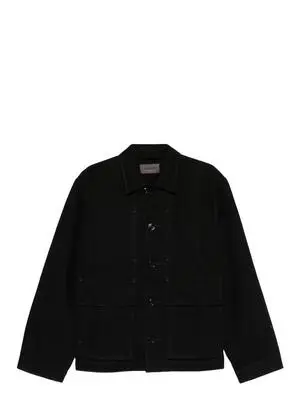LEMAIRE Cotton And Leather Shirt Jacket - Black