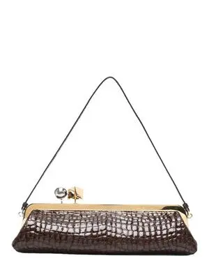 Jacquemus Croc Effect Top Handle Clutch Bag - Brown