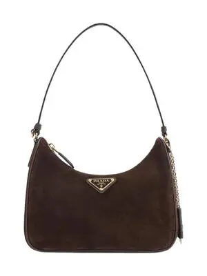 Prada PRADA Calf Suede Tote Bag Brown