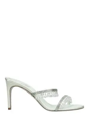 Rene Caovilla Leather Embellished Mule - Green