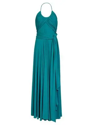 Alaïa Jersey Draped Maxi Dress - Blue