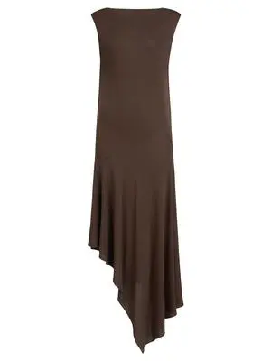 Alaïa Jersey Asymmetrical Midi Dress - Brown