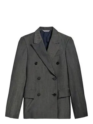 Balenciaga Wool Twill Double Breasted Blazer - Blue