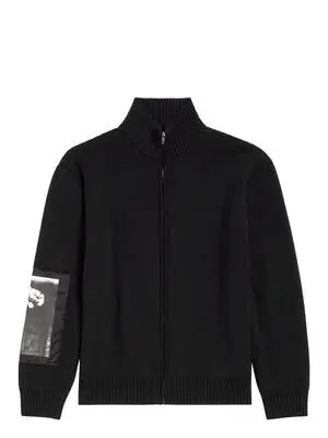 Balenciaga Wool Zip-up Jacket With Graphic And Patch Details - Black