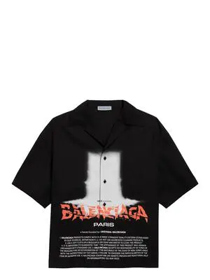 Balenciaga Graphic Print Bowling Shirt - Black