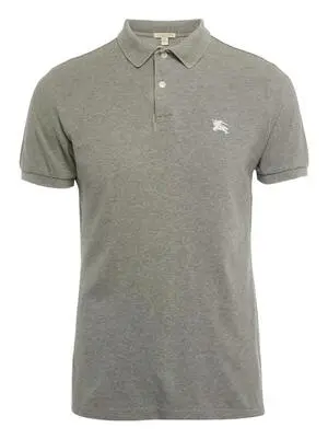 Burberry Embroidered-logo Short-sleeve Polo Shirt - Grey