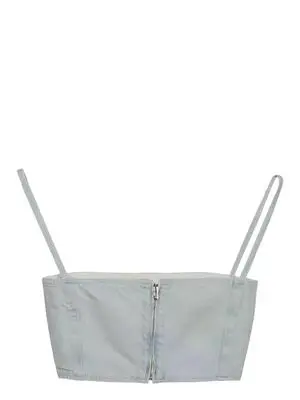 Alaïa Light Denim Bandeau Bustier Top - Blue