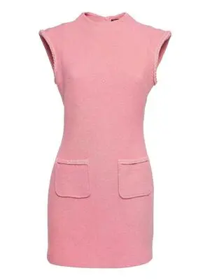 Maje Sleeveless Tweed Mini Dress With Braided Trim - Pink