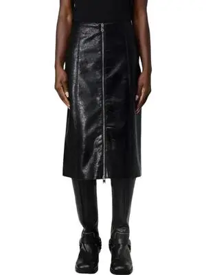 MSGM Crinkled Effect Zip-fastening Midi Skirt - Black