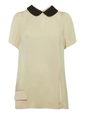 Marni Crepe Collared Top - Neutrals
